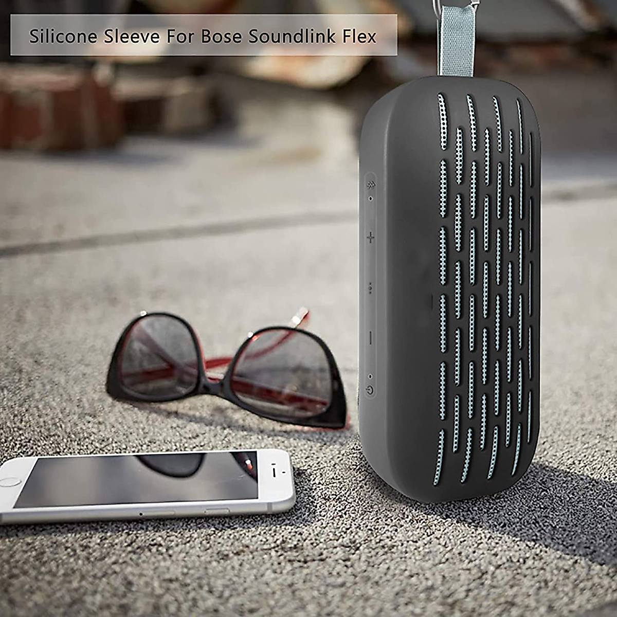 HUAYUWA Silicone Cover Sleeve (Black) Compatible for Bose SoundLink Flex Bluetooth Portable Speaker