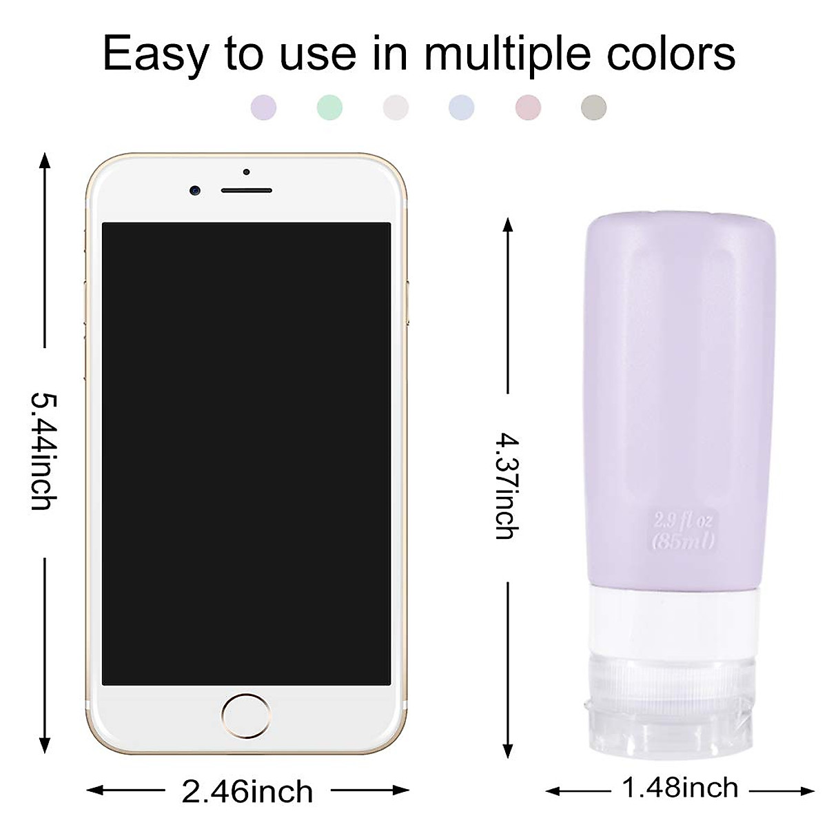 sincewo Travel Bottles Travel Containers TSA Approved Travel Size Toiletries Containers 3oz Leak Leakproof Silicone Travel Bottles for Shampoo Conditioner Lotion Face Body Wash (6 Pack)