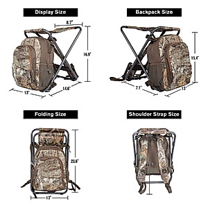 TIMBER RIDGE 3 in 1 Cooler Backpack Chair Foldable Fishing Seat Stool with Cooler Bag, Compact Lightweight Portable for Outdoor Camping Hiking Hunting(CAMO)