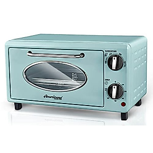 Elite Gourmet by Maximatic Americana Collection ETO147M Diner 50’s Retro Countertop Toaster oven, Bake, Toast, Fits 8” Pizza, Temperature Control & Adjustable 60-Minute Timer 1000W, 2 Slice, Mint