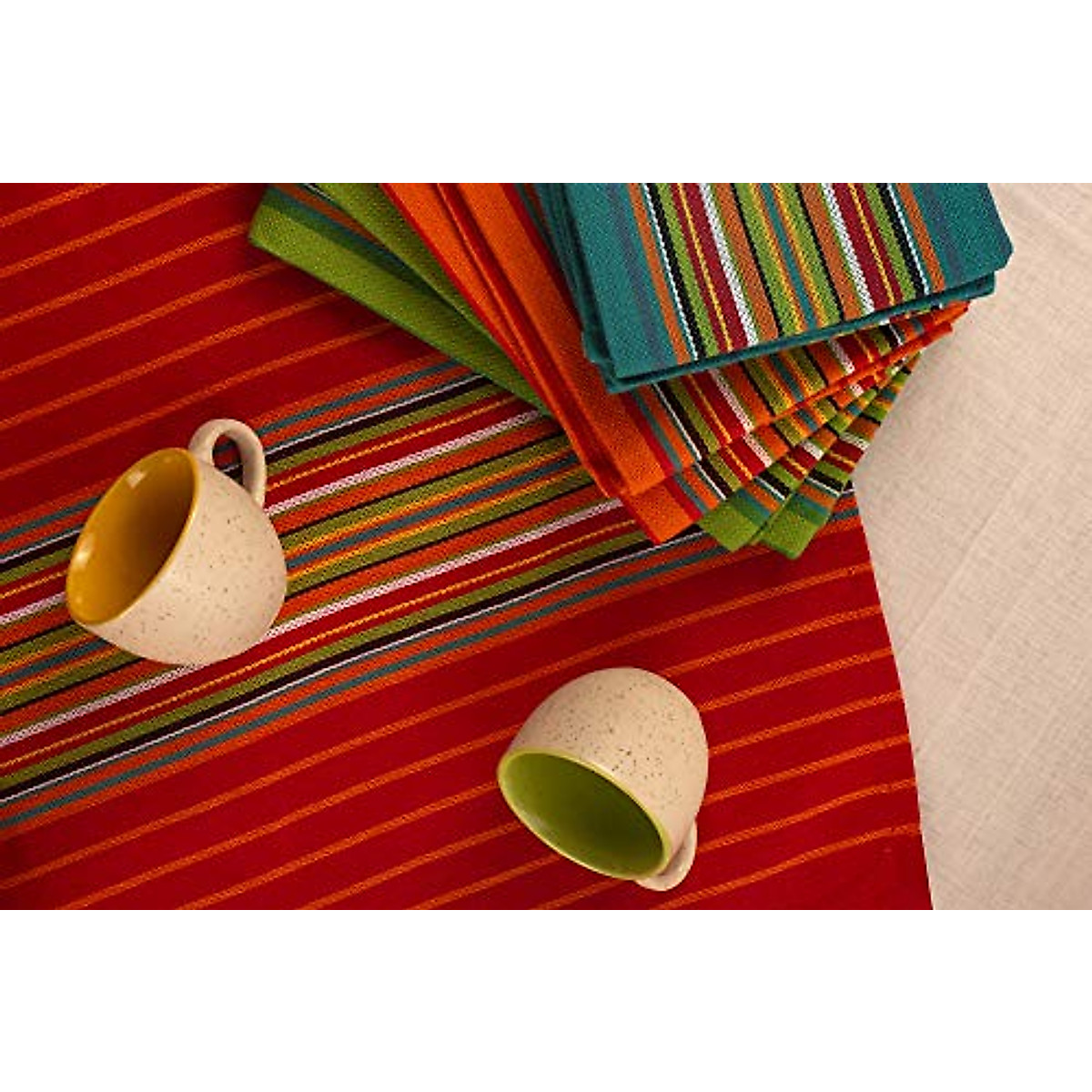Neolino Kitchen Dish Towels, Salsa Stripe, 100% Natural Absorbent Cotton (Size 28 x 16 inches), Pack of 12-Multi Color