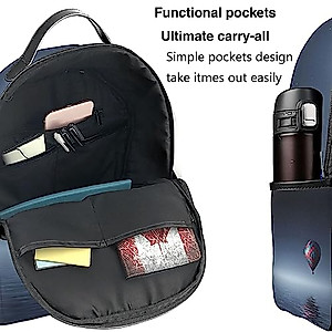 BAFAFA hot air balloon at night Printed Travel Backpack Business Work Bag Computer Bag Outdoor Sports Rucksack