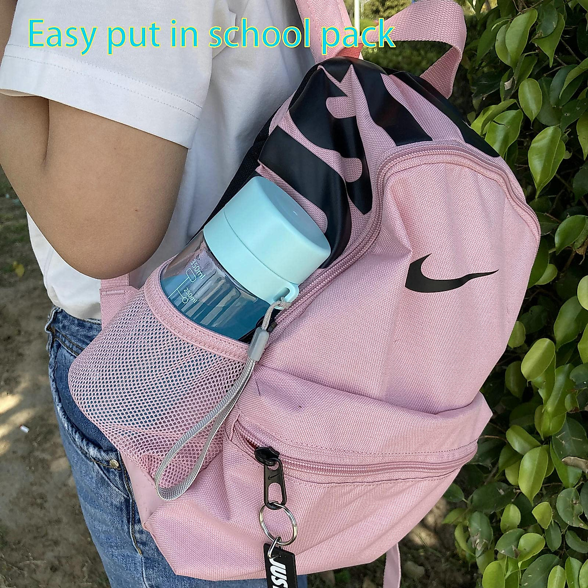 SEAYIN 12oz Kids Small Water Bottle for School Lunch Plastic Reusable Juice Bulk Cute Mini Kawaii Crunch Cups Portable Cereal Refillable Milk Mug for Smoothie Coffee Tea Snacks and Other Drinks Beverage (350ml, 4 pcs)