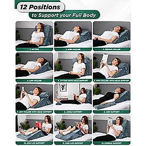 Lunix 3pcs Orthopedic Bed Wedge Pillow Set, Post Surgery Memory Foam for Back, Leg & Knee Pain Relief, Sitting Pillow, Adjustable Pillows for Acid Reflux and GERD for Sleeping, with Hot Cold Pack