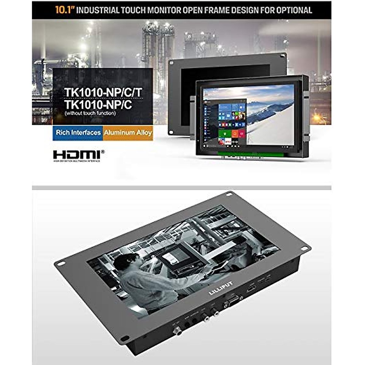 LILLIPUT 10.1" TK1010-NP/C/T-B 10.1" HDMI Open Frame Monitor -resisitive Touch