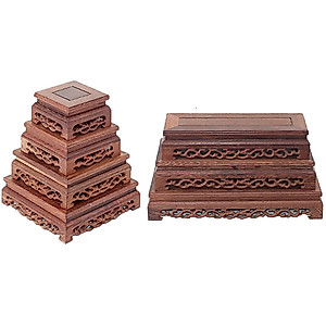 Chinese Wooden Rosewood Carved Base Square Vase Plant Fishbowl Sculpture Display Stand