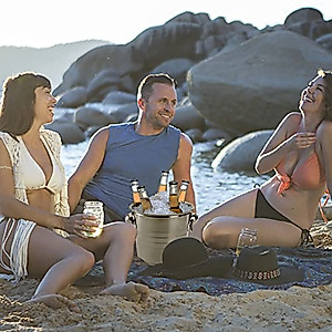 ZENFUN 2 Pack 3 Quart Ice Bucket with Handles, Ice Bucket with Lid, Galvanized Metal Beverage Tub with Scoop and Handles, Drink and Wine Chiller for Bar, Party, BBQ, Great for Indoor and Outdoor Use