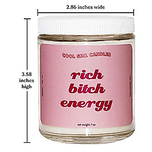 Cool Girl Candles |Rich Bitch Energy Sweet Amber + Floral Scented Candle | All Natural Coconut Soy Wax | The Best Strong Scented Candles for Home Fragrance | Clean Burning | Funny Gifts | 8.5 fl oz