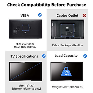 Suptek TV Wall Mount Swivel Tilt Rotation Full Motion Adjustable Articulating for Most 15- 32 inch LED, LCD Monitor Wall Mount VESA 75,100 (MA2720)