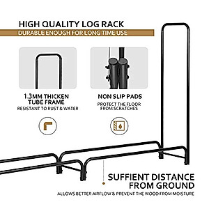 LIBMALL 6ft Outdoor Indoor Firewood Rack Log Holder with Waterproof Cover Combo for Wood Organizer and Storage