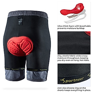 Sportneer Mens Mountain Bike Shorts - 3D Padding MTB Cycling Shorts for Men with Liner and Loose Fit (Large, Grey)