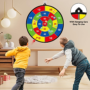 Toy Sports Double Sided Dart Board for Kids, Kids Dart Board with 12 Sticky Balls, Indoor Outdoor Party Play Game Toys, Gifts for 5 6 7 8 9 10 11 12 Year Old Boys Girls