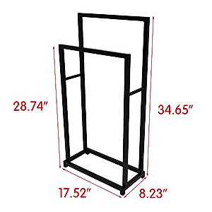 HAHRIR Black Metal 2-Tiers Stainless Steel Towel Racks ,Freestanding Towel Holder for Bathroom Accessories Organizer，for Bath Storage & Hand Towels&Washcloths& Blanket Rack