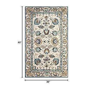 SAFAVIEH Antiquity Collection 3' x 5' Peacock / Blue AT812B Handmade Traditional Oriental Premium Wool Area Rug