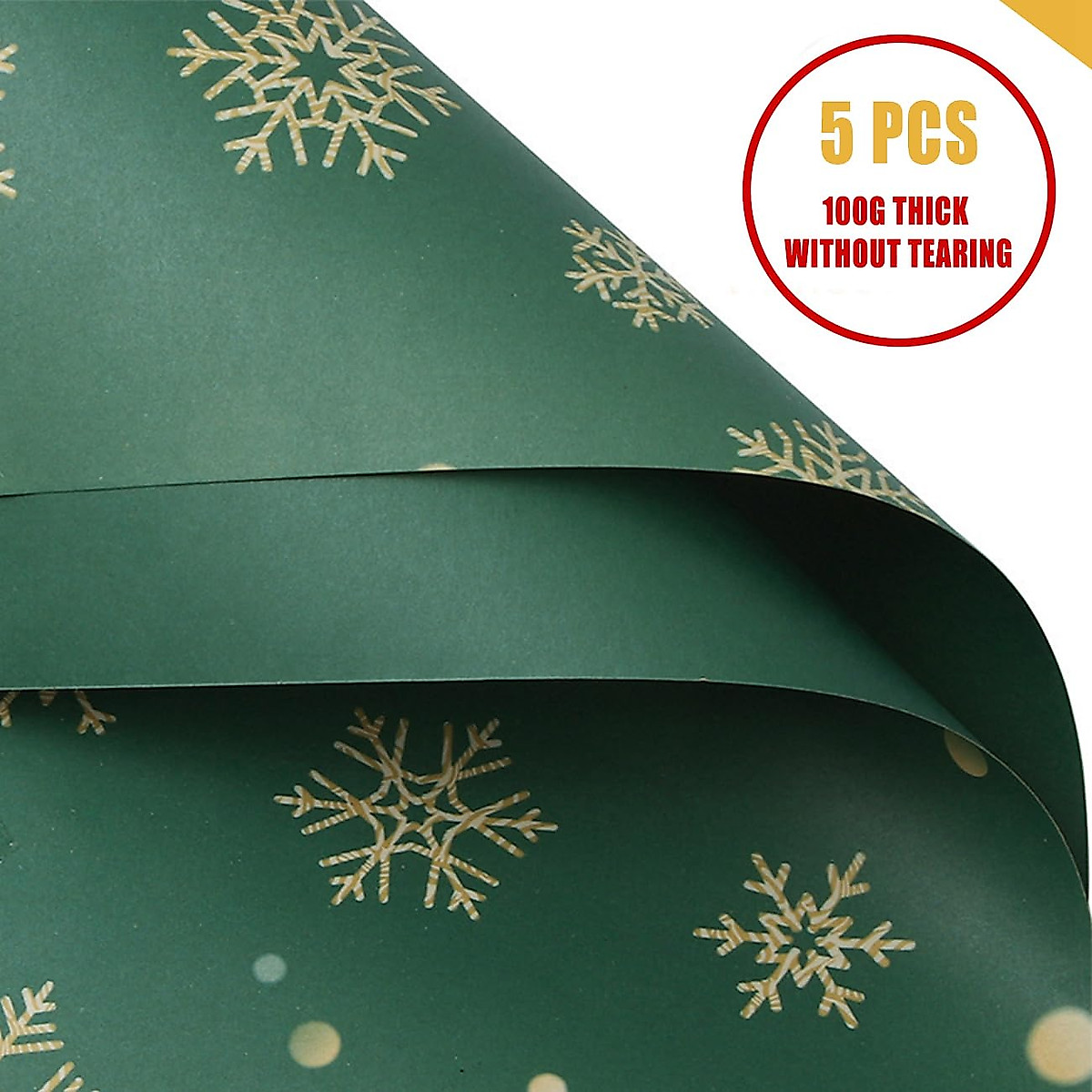 ZY-HUAN Christmas Wrapping Paper 70x50, 5pcs wrapping paper Sheets christmas With Ribbon, Xmas Wrapping Paper for Christmas Box Packaging