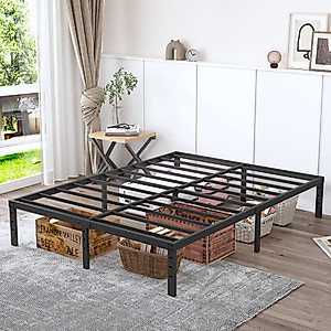 YUSENHEEI 14 Inch California King Size Bed Frame, No Box Spring Needed, Heavy Duty Metal Platform Bed Frame with Large Underbed Storage Space, Noise Free, Easy Assembly, Black