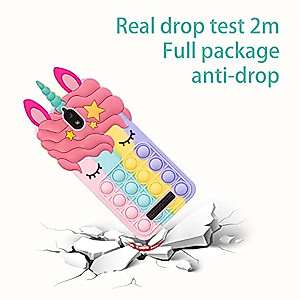 nancheng Case for BLU View 2 / B130DL Phone, Cartoon Bubble Push Pop Fidget Toys with Strap Cute Funny Kawaii Stress Relief Silicone Shockproof Protective Cover for BLU View 2 - Rainbow