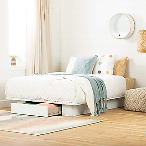 South Shore Kanagane 1-Drawer Platform Bed-Full/Queen-Pure White