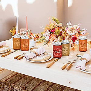 CiyvoLyeen Boho Beer Can Cooler, Terracotta Bachelorette Party Can Sleeves 12PCS Bride Beverage Drink Glasses Cup Holders Gift Retro Wedding Bridal Shower Wedding Party Supplies