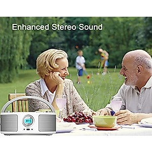 WISCENT Portable Top Loading CD Player Boombox with Bluetooth,FM Stereo Radio,USB,AUX,Headphone Jack,4W RMS, AC/DC Operated,Programmable CD Player