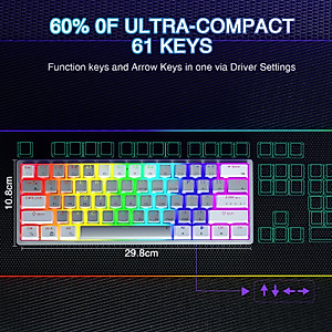 AULA 60 Percent Wired Mechanical Gaming Keyboard, 29 RGB Backlit Custom Hot Swappable Keyboard, Blue Switch 60% Mini Small Compact Keyboard for PC/Mac/Laptop/Wins —— (Wired Version)
