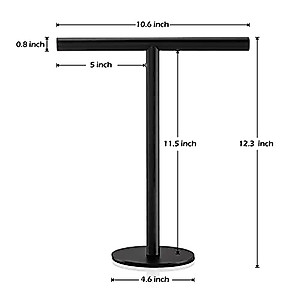 Pynsseu Bath Hand Towel Holder Standing, SUS304 Stainless Steel Matte Black T-Shape Towel Bar Rack Stand, Tower Bar for Bathroom Kitchen Vanity Countertop