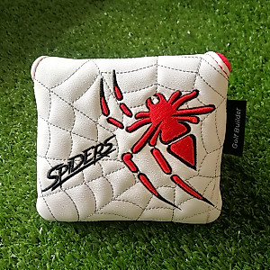 Golf Builder Spider Embroidery Golf Club Square Mallet Cover Spider Mallet Cover (White)