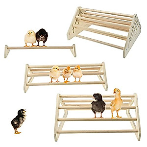 CooShou 3 Pack Chick Perch Chick Toys Chick Wooden Roosting Bar Chick Jungle Gym Perch Stand for Chicken Brooder, Coop Baby Chicks