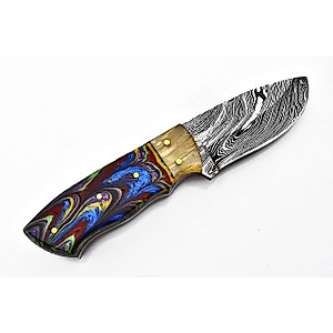 Smart & Sharp Custom Handmade Damascus Steel Hunting Knife/Skinning Knife AA-17216, 17217, 17218, 17219, 17220 and 17221 (Multi Color Resin)