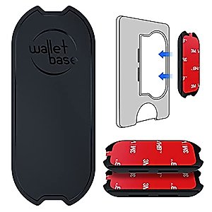 Adhesive Base for Pops Wallet, Detachable Sticky Back Replacement Compatible with Socket Wallet Plus, 2pcs Swappable Black Attachment Piece Plastic Sleeve with 3M Strip Sticker for Wallet+ & iPhone 14
