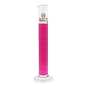 100ml Graduated Cylinder, Measuring Borosilicate Glass, Ideal for Science, School and Home Lab, HUAOU, Pack of 1