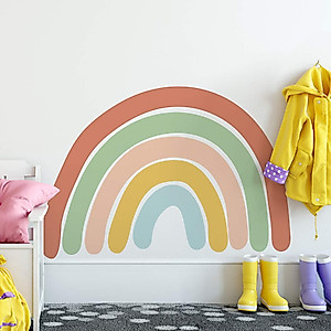 Boho Rainbow Wall Sticker 30 x 21 Inch Large Size Earthy Colors Rainbow Wall Decal for Girls Bedroom Boys Kids Living Room Nursey Playroom