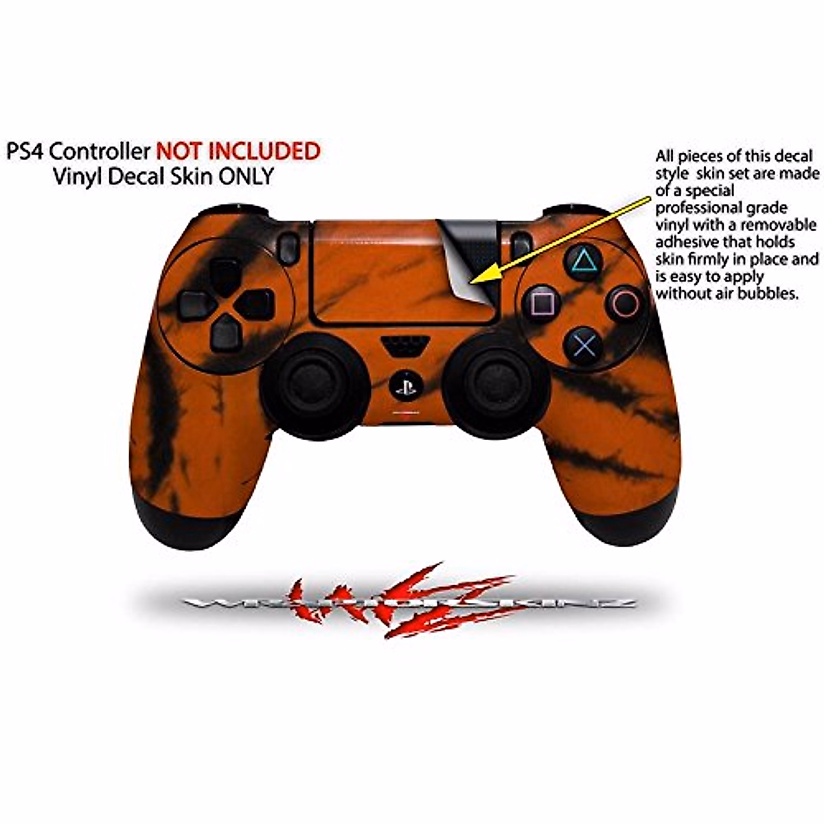 WraptorSkinz Vinyl Decal Skin compatible with Sony PS4 Controller PlayStation 4 Original Slim and Pro Tie Dye Bengal Side Stripes (CONTROLLER NOT INCLUDED)