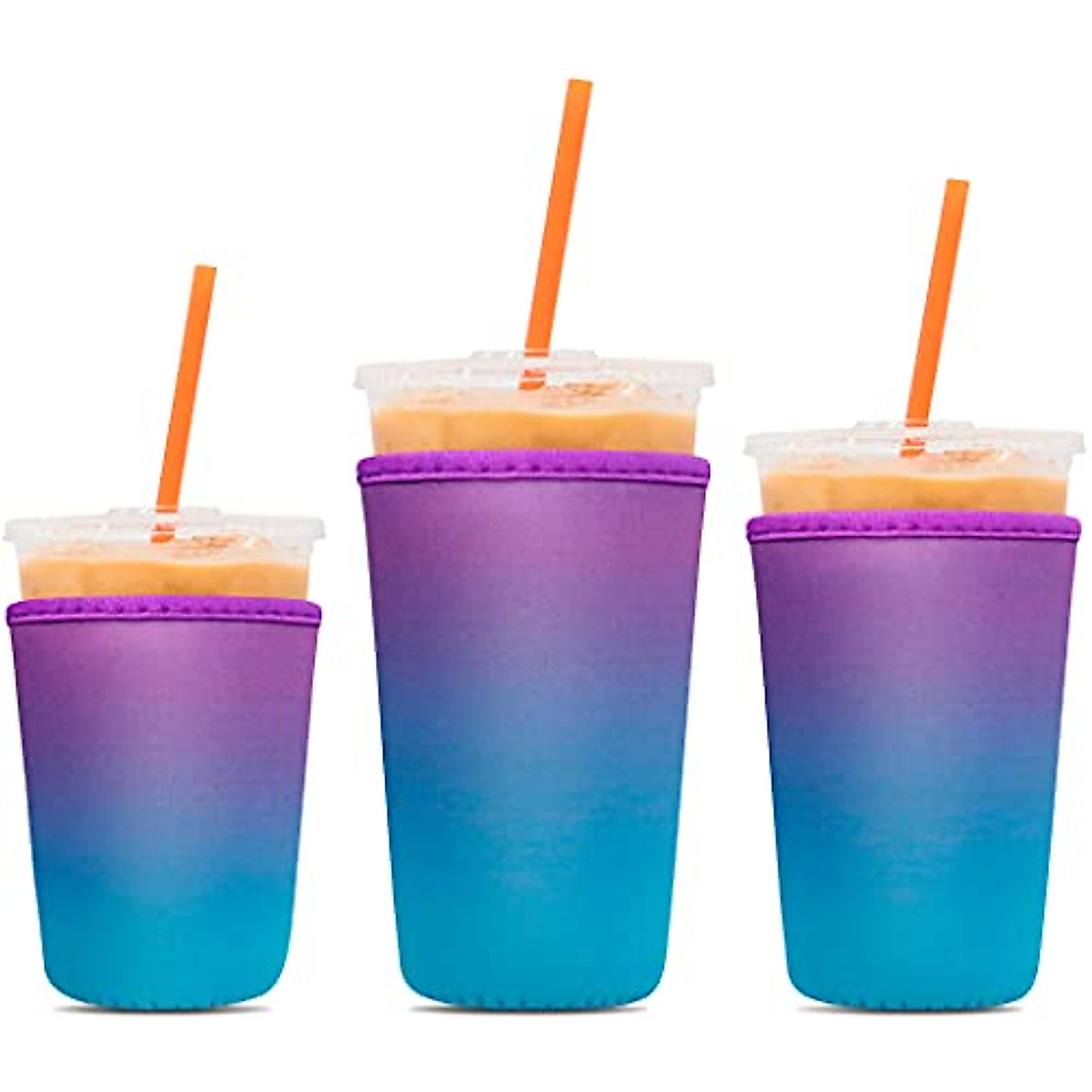 3 Pack Reusable Coffee Sleeves - Tall/Grande, Venti, Trenta - P.LOTOR Soft Cups - Iced Coffee Cozy Insulator - Neoprene Holder for Dunkin Donuts Coffee, McDonalds Coffee, Mccafe Coffee