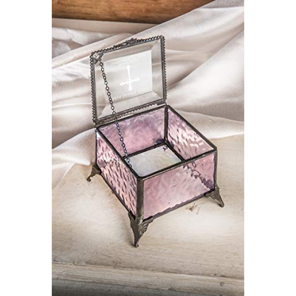 Baptism Gift for Girls Personalized Keepsake Box Pink Stained Glass Engraved Jewelry J Devlin Box 903 EB222 (Pink)