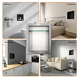 CKB Shower Niche Stainless Steel, 18 Inch x 14 Inch x 4 Inch Depth, Double-Layer Storage Shelves, Recessed Shower Shelf with Brushed Nickel