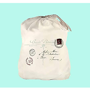 Vintage House Postale Laundry Bag Extra Large Cotton Heavy Duty 28 x 35 inches with Drawstring Closure
