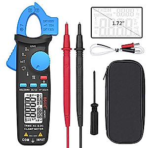 Bside ACM91 1mA Clamp Meter DC/AC Current True RMS Auto-Ranging 6000 Counts Multimeter Live Check V-Alert Temperature Capacitance Frequency Tester with Back Clip