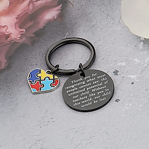 ENSIANTH Autism Teacher Keychain Autism Teacher Gift Autism jewelry Gift Autism Teacher Appreciation Gift (Autism Teacher Key Black)