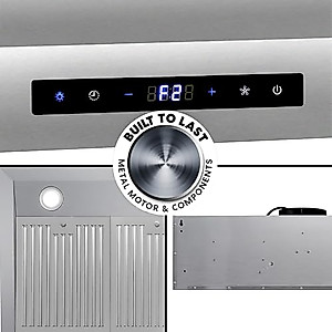 COSMO UMC36 36 in. Haven Collection 380 CFM Ducted Under Cabinet Range Hood, LED Lights, Touch Controls, Stainless Steel