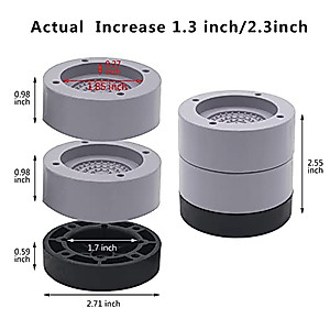HANIHUA Round Bed Risers (Set of 4) Heavy Duty Furniture Risers Lifts Height 1", 2 inch, Adjustable Bed Lifts Risers for Bed Frame, Desk, Table, Sofa, Chair Risers Supports Up to 1,300 lbs