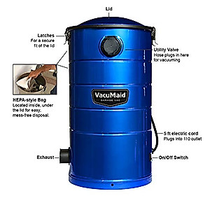 VacuMaid GV50BPRO Professional Wall Mounted Garage and Car Vacuum with 50 ft. Hose and Tools