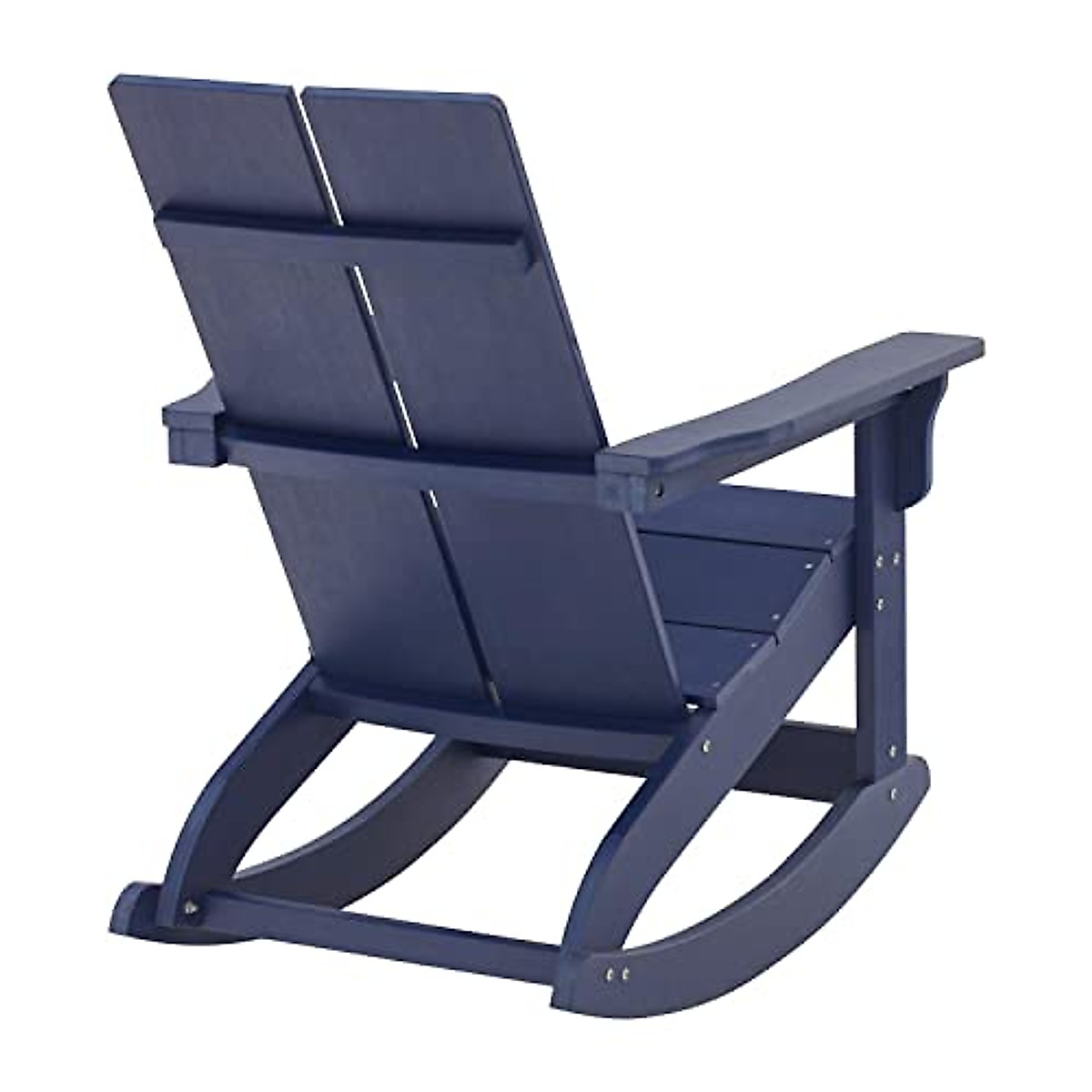 Flash Furniture Finn Modern Poly Resin Wood Adirondack Rocking Chair Dual Slat Back-Stainless Steel Hardware, 2 Pack, Navy
