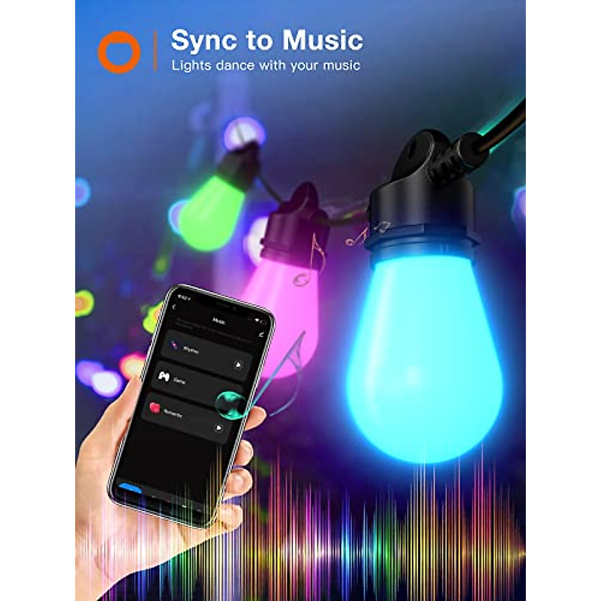 addlon 96FT Outdoor String Lights, Dimmable Outdoor Lights with Remote & APP Control, Patio Lights with 30 Waterproof Shatterproof LED Bulbs, Smart RGB String Lights Outsides Work with Alexa for Patio