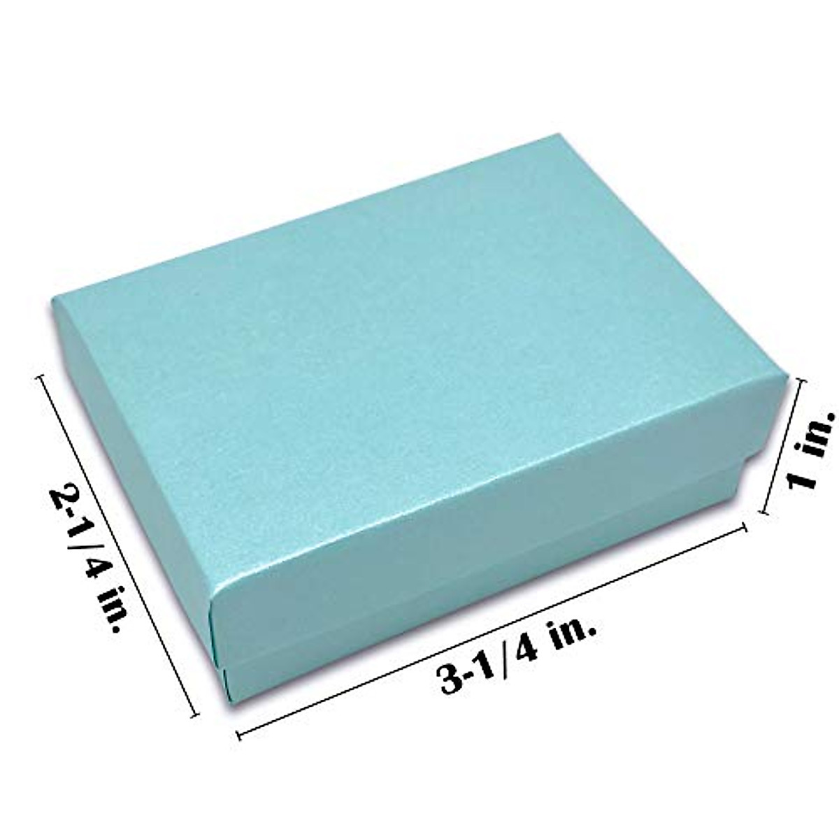 TheDisplayGuys - 100-Pack #32 Cotton Filled Cardboard Paper Jewelry Boxes Gift Case - Pearl Teal (3.3" x 2.3" x 1.0") - for Shipping or Storage