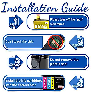Jagute 952 Remanufactured Ink Cartridge Replacement for HP 952XL 952 XL for OfficeJet Pro 8710 8720 7740 7720 8210 8715 8725 8740 8702 8216 8730 Ink Printer 4 Pack(Black Cyan Yellow Magenta)