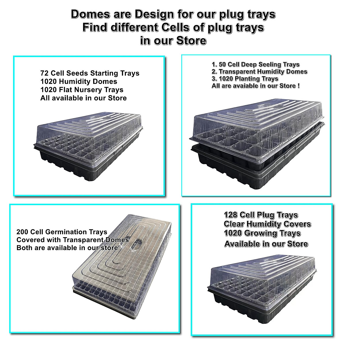RooTrimmer Humidity Dome, Plastic Clear Seed Starter Dome 1020 Tray Covers Humidifying and Insulating for Greenhouse Germination and Garden Growing (21.5"×11.5", 3.15" Height, 10-Pack)