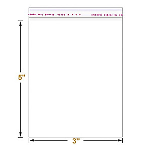 Macoota 200 Pcs 3" x 5" Thick 1.6 Mil Clear Self Sealing Resealable Cellophane Poly Bags Heavy-duty Adhesive Cello Plastic Bags Packaging Bakery Cookie Candy Candle Soap Prints Card Gift OPP Bag