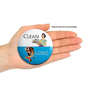 Aloha Girls Gifts Big 3.5” Dirty Clean Dishwasher Magnet Ends Common Kitchen Problem. Adheres to Any Surface. Blue and White.
