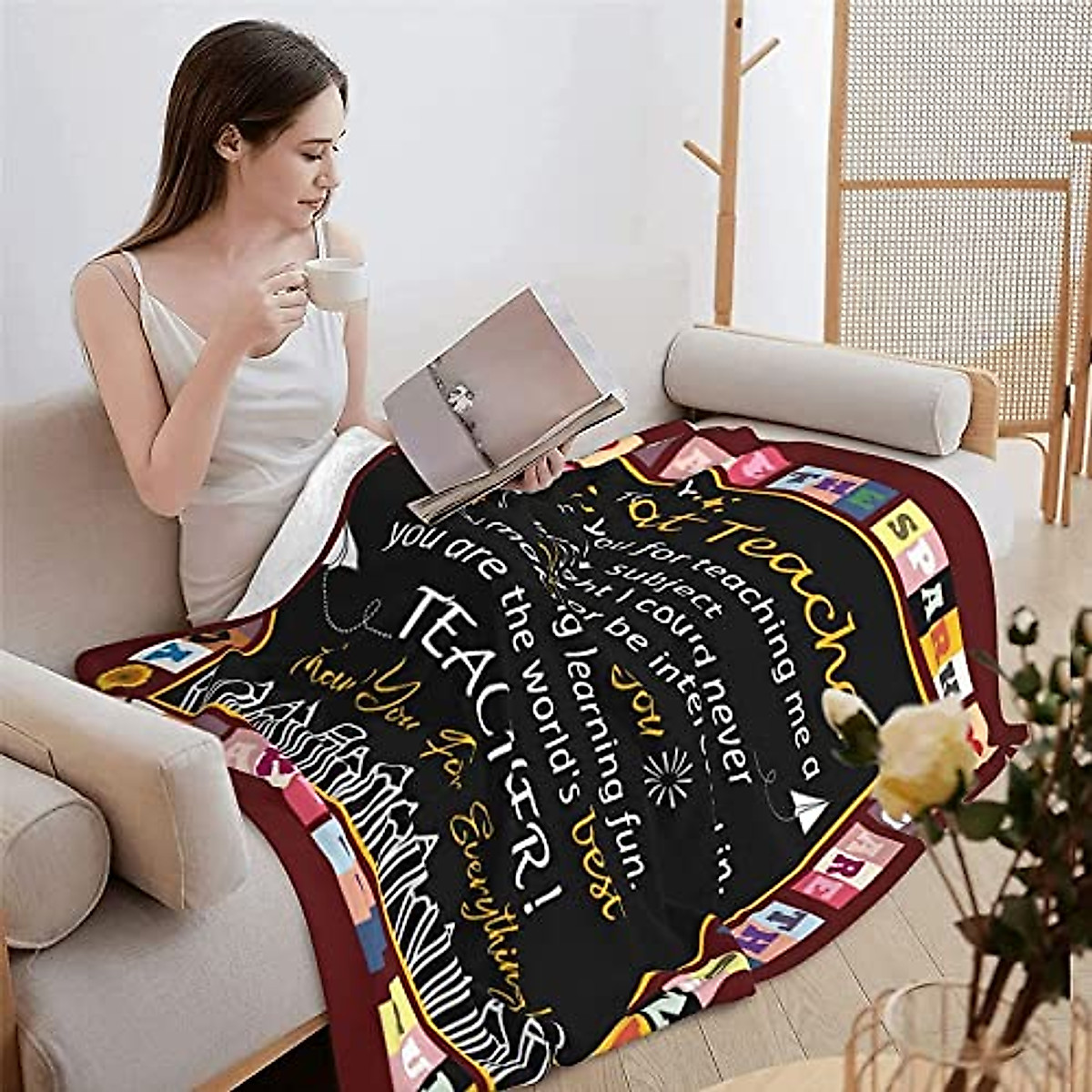 KOPOEELK Teacher Gifts for Women Blanket, Teacher Appreciation Gifts for Birthday Christmas, Funny Teacher Blanket Gifts Soft Cozy Throw Blanket 60x50 Inches